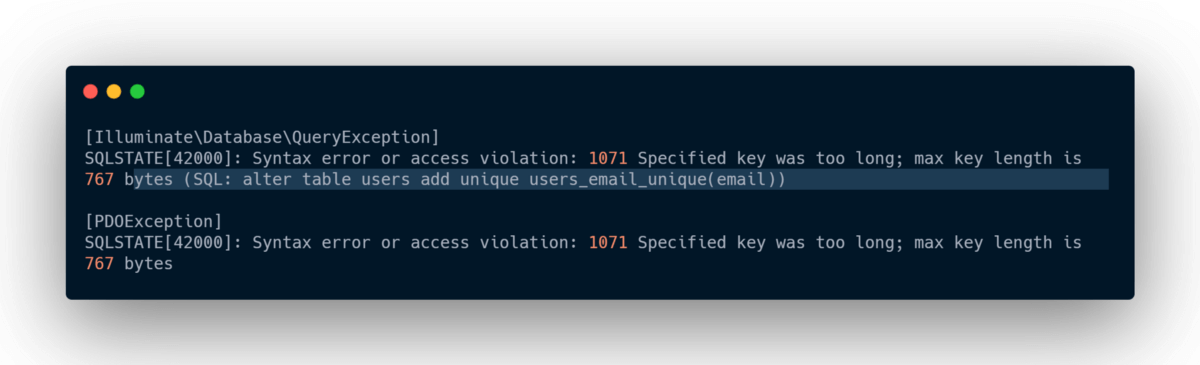 LaraChat Articles - Laravel 5.4 : Fixing Specified key was too long ... LaraChat Articles - Laravel 5.4 : Fixing Specified key was too long ...